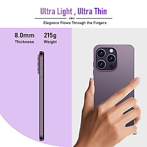 Deeptick Unlocked Cell Phones 2023 Android 13 Smartphone with Dynamic Island 8GB+128GB 8-Core Mobile Phones 50MP+8MP Camera 6.54" HD Screen Long Battery Life Phone with 4G Dual SIM(Pueple)