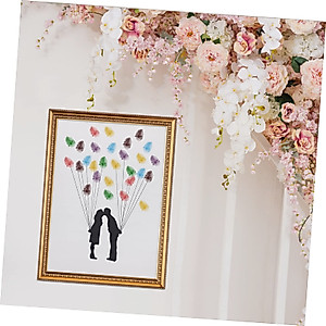 SHOWERORO Fingerprint Check-in Painting Guestbook Personalized Book Guest Book Wedding Signature Photo Frame Wedding Book for Wedding Supplies Chemical Fiber Canvas Balloon Substitute Bride