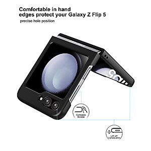 Foluu Slim Fit Case for Samsung Galaxy Z Flip 5, with Front Built-in Screen Protector, Ultra Thin Matte PC Protective Cover for Samsung Galaxy Z Flip5 5G 2023 (Black)