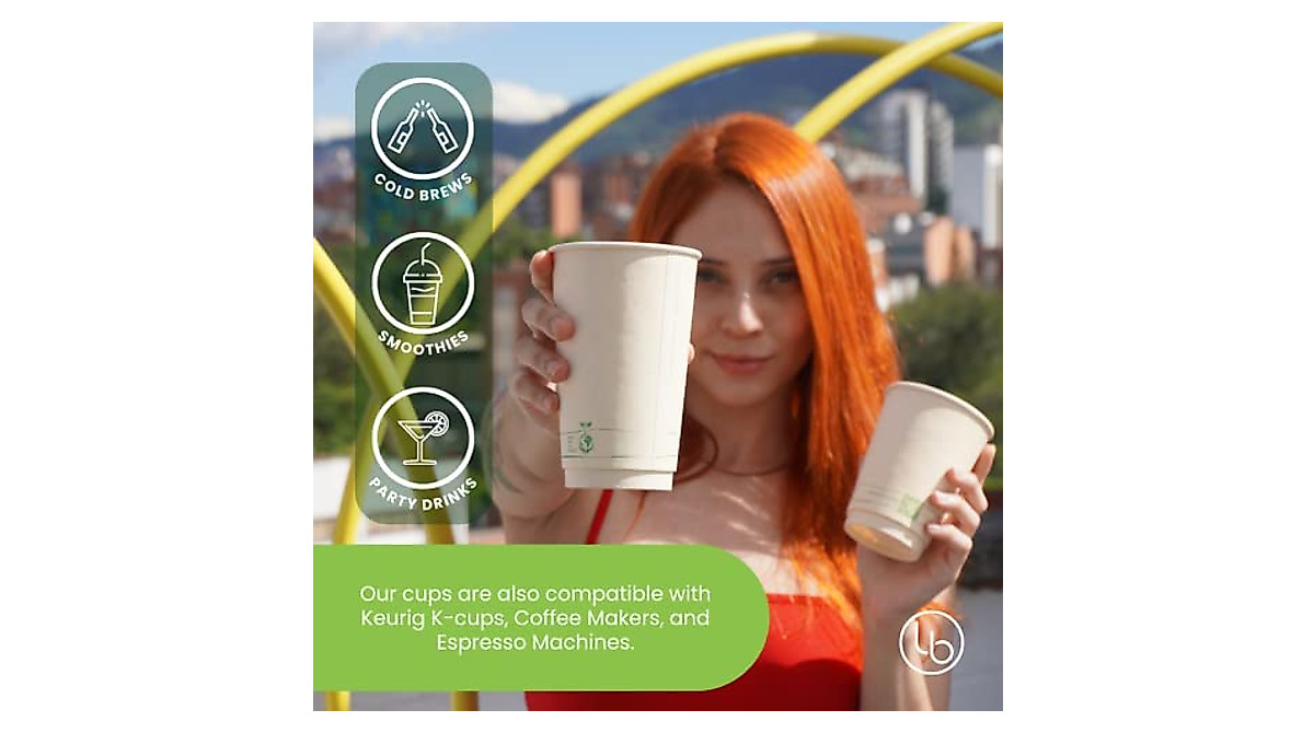 12oz Plastic-Free Coffee Cups by Living Balance | Eco & Leak-Proof