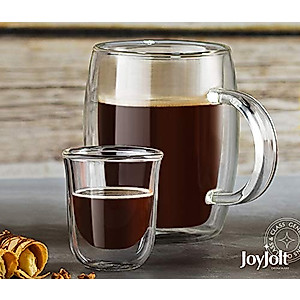 JoyJolt Javaah Double Walled Espresso Glasses Espresso Cups (Set of 2)- 2-Ounces