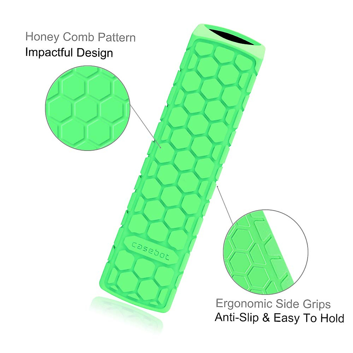 CaseBot Silicone Case for Amazon Insignia Smart HD Fire TV Voice Remote (2019) - Honey Comb Series [Anti Slip] Shockproof Cover Compatible with Element Smart Fire TV Voice Remote, Green-Glow