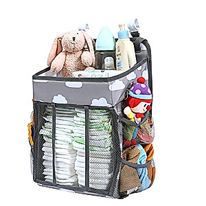 Yoe Gogh Hanging Diaper Caddy Organizer, Changing Table Baby Diaper Organizer with 4-Multi-Use Mesh Pockets, Nursery Storage Stacker for Cribs Playard Bassinet