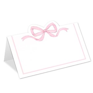 Whaline 100Pcs Pink Bow Place Cards 2 x 3.5 Inch Cute Bow Knot Tent Name Cards Blank Seat Assignment Label Cards for Coquette Birthday Party Table Setting Supplies