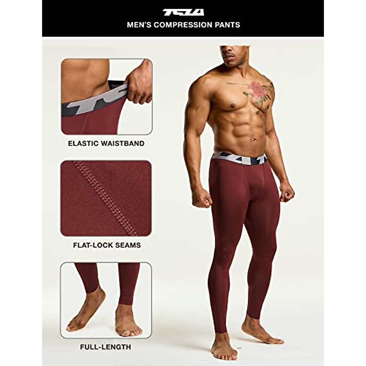 TSLA Men's Compression Pants, Cool Dry Athletic Workout Running Tights Leggings with Pocket/Non-Pocket, 3pack Cool Dry Pants Camo Black/Yellow/Brick, XX-Large