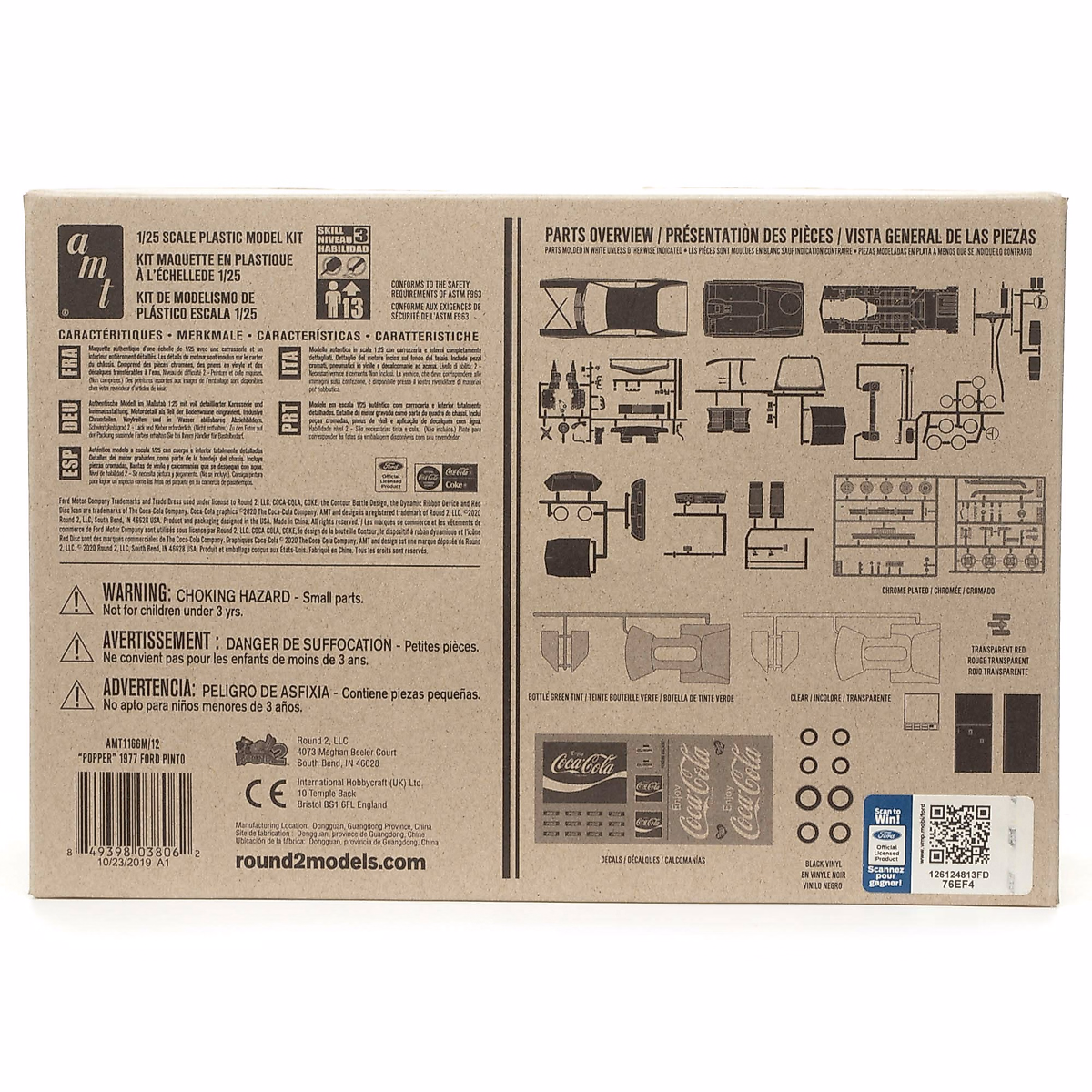 AMT Popper 1977 Ford Pinto w/Coke Machine (Coca-Cola) 2T Model Kit Replica (AMT1166M)