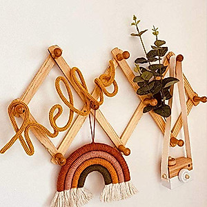 EBINGMIMA Rainbow Wall Hanging, Macrame Woven Rainbow, Rainbow Wall Decor, Baby Room Decor, Nursery Gift (Greyish-Green,7x7x0.78in)