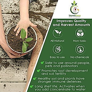 VermisTerra Earthworm Casting Tea - Organic Worm Tea - Gallon - Soil Conditioner Concentrate - Living Enzymes, Nourish Plants and Boost Growth - Feeds All Crops: Vegetables, Flowers, Fruit and Trees