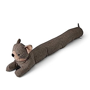 Elements Cute Draft Stopper for Home and Office - Brown Tweed Cat Weighted Fabric Animal Draft Stopper, 35-Inch