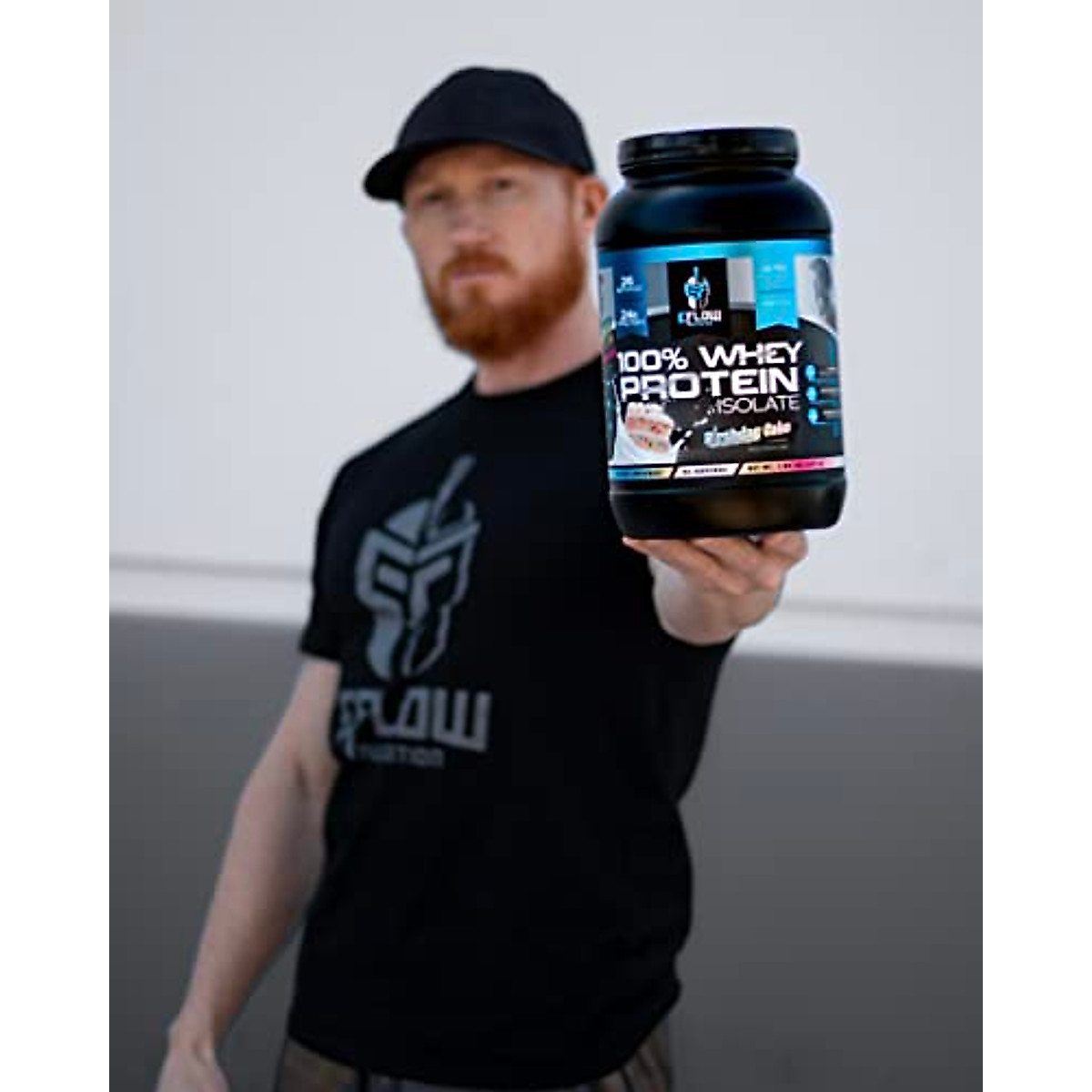 eFlow Nutrition 100% Whey Protein Isolate - Lactose-Free Digestive Enzymes Added, Low Carb, Post Workout Shake, Fast Digesting for Optimal Muscle Recovery - Birthday Cake (26 Servings)