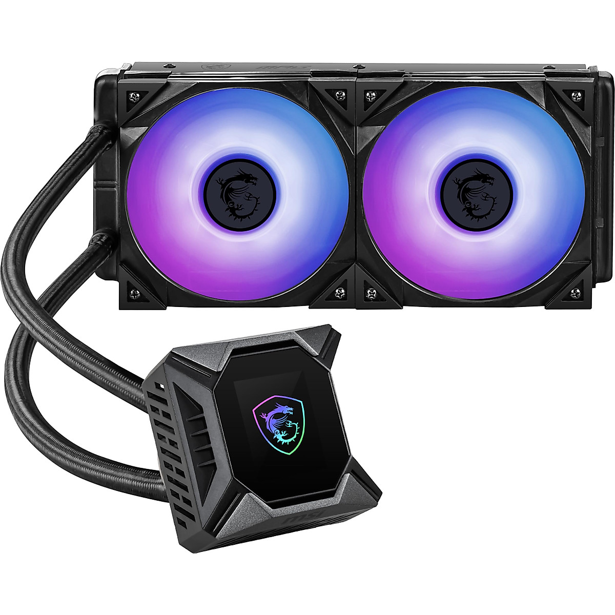 MSI MPG CORELIQUID K240 V2 AIO CPU Liquid Cooler - LCD Pump with 60mm Fan, 2 x 120mm ARGB Fans, Evaporation-Proof Tubing, GI Cooling & Mystic Light Software Support - AMD & Intel Socket Compatible