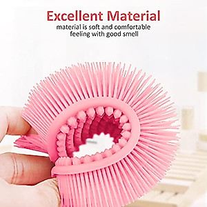 Silicone Body Scrubber, Elfrhino Shower Brush for Gentle Scrub Skin Exfoliation, Lathers Well, More Hygienic, Gentle Massage with Silicone Loofah for Use in Shower to Improve Cellulite Pink
