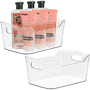 bHome Plastic Storage Bins For Kitchen Organization, Pantry Organization and Storage, Closet Organizers & Storage Containers - Baskets for Organizing Cabinets, Freezer, & Fridge Organizer Bin Set of 2