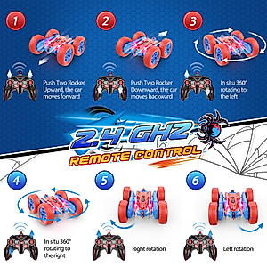 JovialToyz RC Cars Toys for Boys Ages 5-7 Remote Control Stunt Car Outdoor Toy for 3 4 5 6 7 8 9 10 Year Old Boy Girl Birthday Gifts 360° Flip 4WD Rechargeable Car for Boys Kids Age 6-12