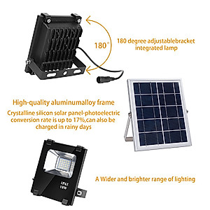 Richarm Solar Flood Lights Outdoor Remote Control Solar Power Led Lights 10W 500LM 25 LEDs IP65 Waterproof Solar Wall Lamp Floodlights for Gutter Shed,Business Sign