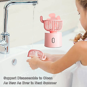 Growiner Cactus Fan, Cute Desk Fan Small Mini Office Desk Fan Quiet, 80 Degree Rotation USB Portable Fans 3 Speeds Strong Wind, Cactus Office Supplies, Personal Table Desktop Fan Decor (Green)