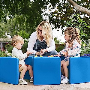 ECR4Kids Tri-Me 3-in-1 Cube Chair, Kids Furniture, Blue, 4-Piece