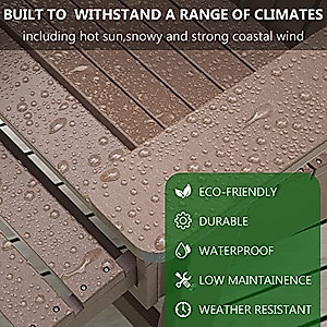 TORVA Folding Adirondack Chair Lawn Outdoor Fire Pit Chairs Adirondack Chairs Weather Resistant/Adirondack Retractable Ottoman（Brown Color）