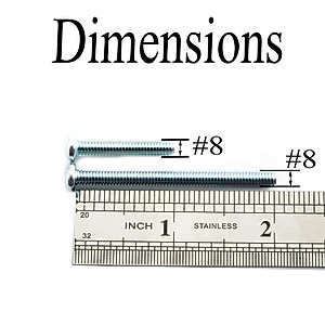 24pcs 8-32 x 2" Machine Screws Metal Mounting Hardware Fitting Fastening Accessories Cross Slotted Round Phillips Head Screw Bolt