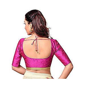 Readymade Saree Blouses Indian Choli for Women Readymade Blouse Saree Plain Padded Choli Top (as1, Numeric, Numeric_36, Regular, Regular, Pink 416)