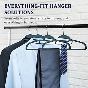 Flysums Plastic Hangers, 50 Pack Coat Hangers Rubber Coated Clothes Hangers with Non-Slip Design, Ultra Slim & Heavy Duty Suit Hangers, Space Saving Hangers for Closet (Blue- S Shaped)