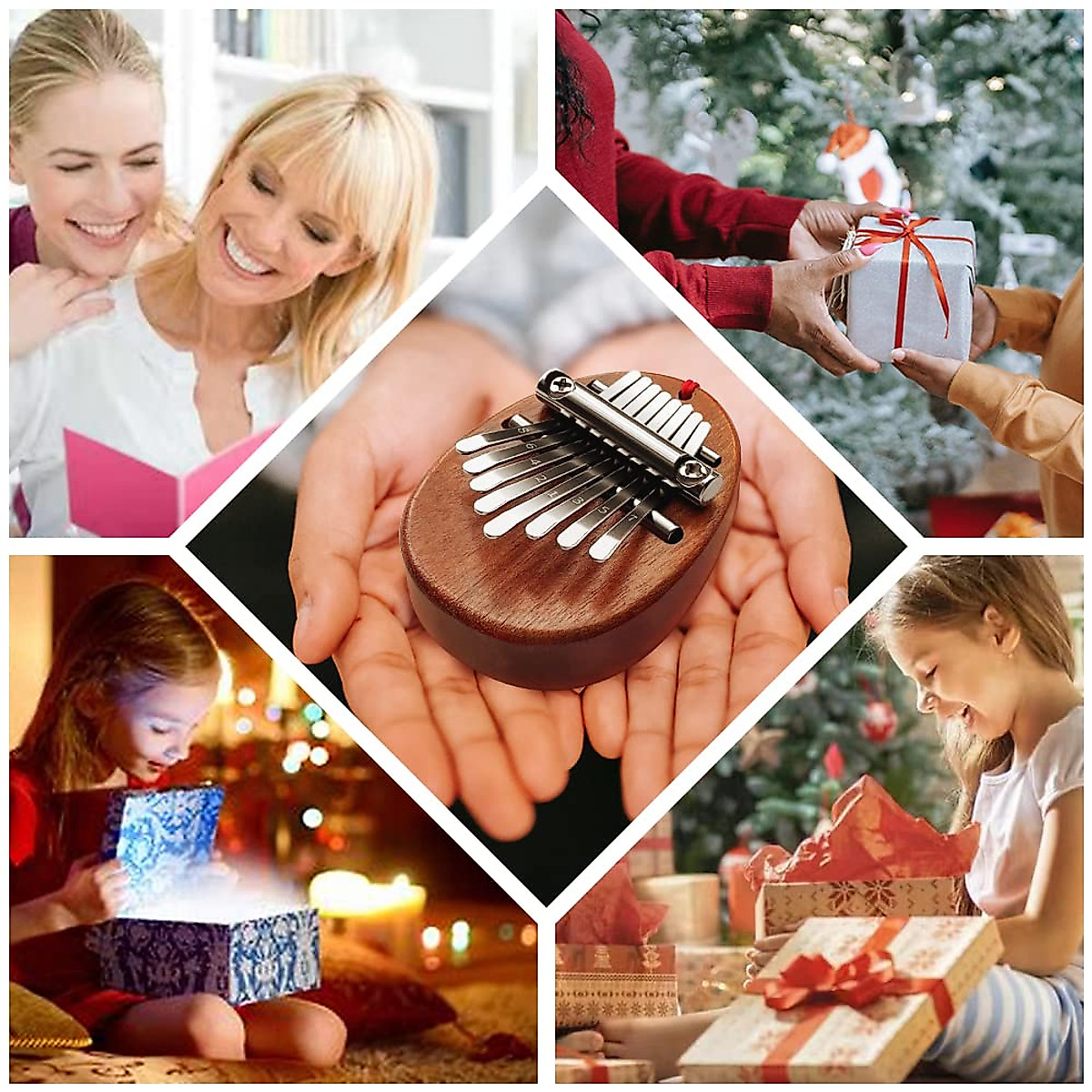 Kalimba Thumb Piano 8 Keys - Portable Mini Size Finger Piano Marimba Musical Instruments Solid Wood Mibra Gift for Kids and Piano Beginners Professional (Mini Size)