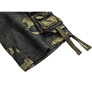 FOURSTEEDS Women Camouflage Cargo Shorts Athletic Cotton Multi-pocket Capri Casual Summer Shorts Army Green Camo US 16