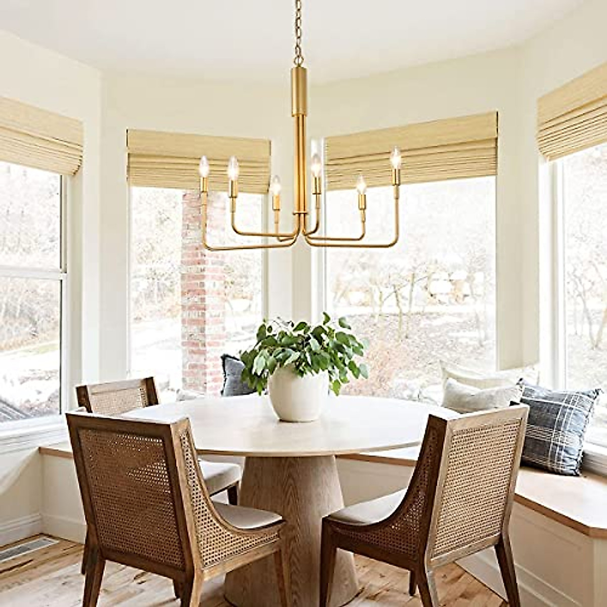 KSANA Gold Chandelier, 6-Lights Modern Chandeliers for Dining Rooms, Living Room, Bedroom, Kitchen, Brushed Gold Finish