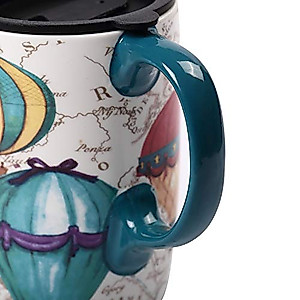 TZSSP Coffee Ceramic Mug Porcelain Latte Tea Cup With Lid 17oz. Balloon