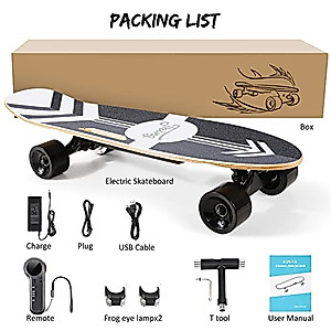 CAROMA 350W Electric Skateboard for Adults Teens, 27.5" 7 Layers Maple Electric Longboard with Remote, 12.4 MPH Top Speed, 8 Miles Max Range, 220lbs Max Load E Skateboard