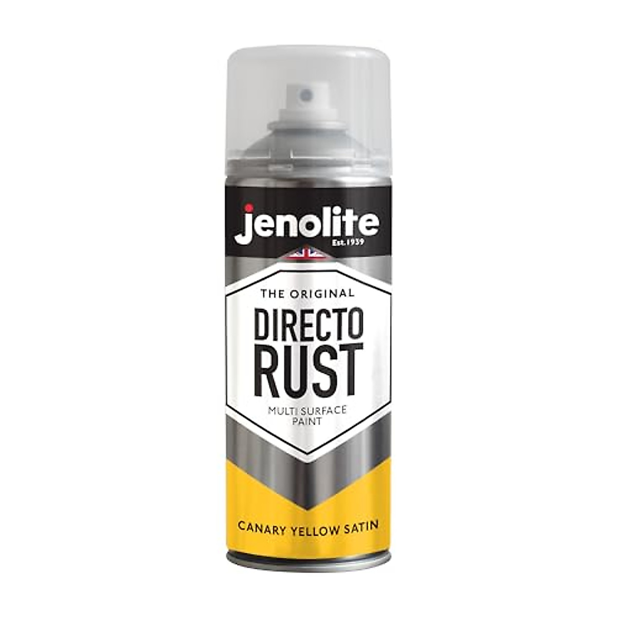 JENOLITE Directorust Satin Spray Paint | CANARY YELLOW | 400ml (13.52fl oz) | Semi-Gloss Spray Paint | Wood, Metal, Plastic, Ceramic & Rusted Surfaces | Interior & Exterior Use | RAL10018