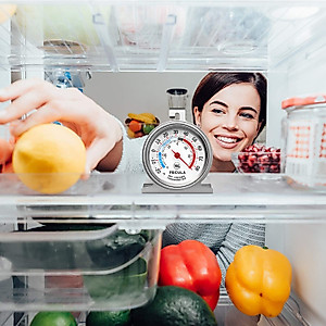 PECULA Refrigerator Thermometer Large Dial, Freezer Thermometer -30-30 Deg ℃/-20-80 Deg ℉, Fridge Thermometer by Stainless Steel, Thermometer for Fridge Suitable for Refrigerators and Freezers