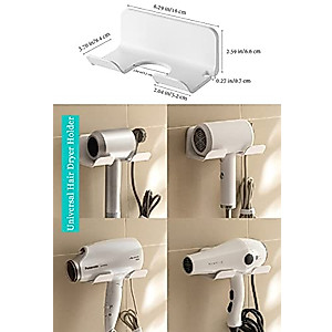 HOMEGYMFREE Adhesive Hair Dryer Holder, Wall Mount Bathroom Hair Blow Dryer Rack, Sticke on Wall Hair Dryer Organizer( White)