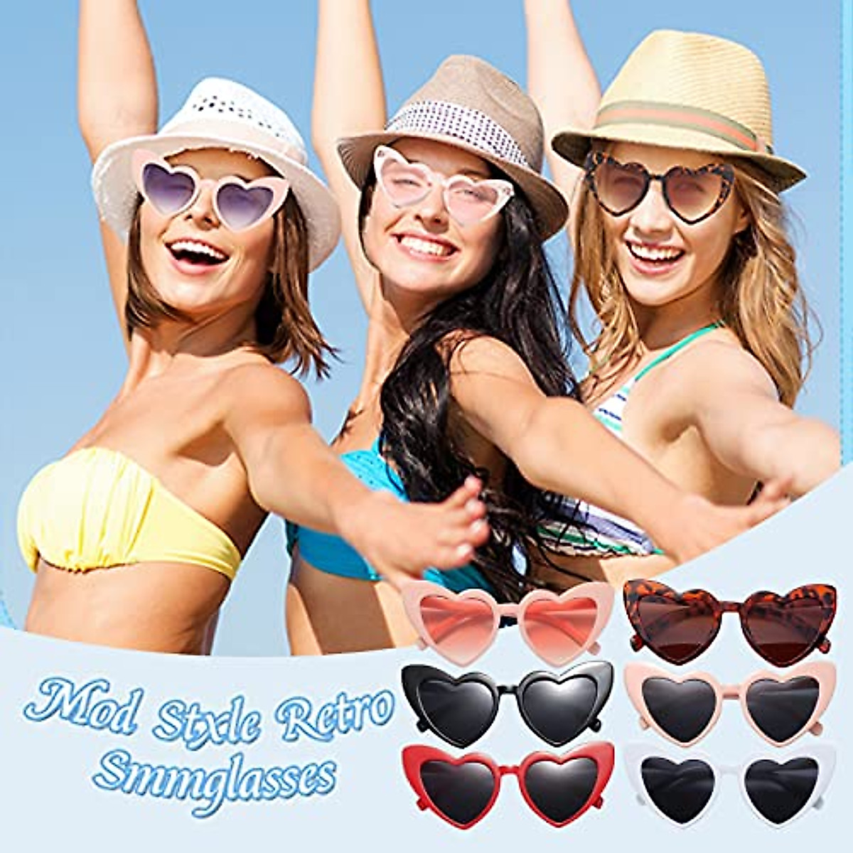 Heart Sunglasses for Womens,Retro Sunglasses,Beach Must Haves UV Protection Sunglasses,Women trendy Love Eyeglasses for Women With Portable Anti-Scratch Glasses Bag for Mountaineering,Swimming,City