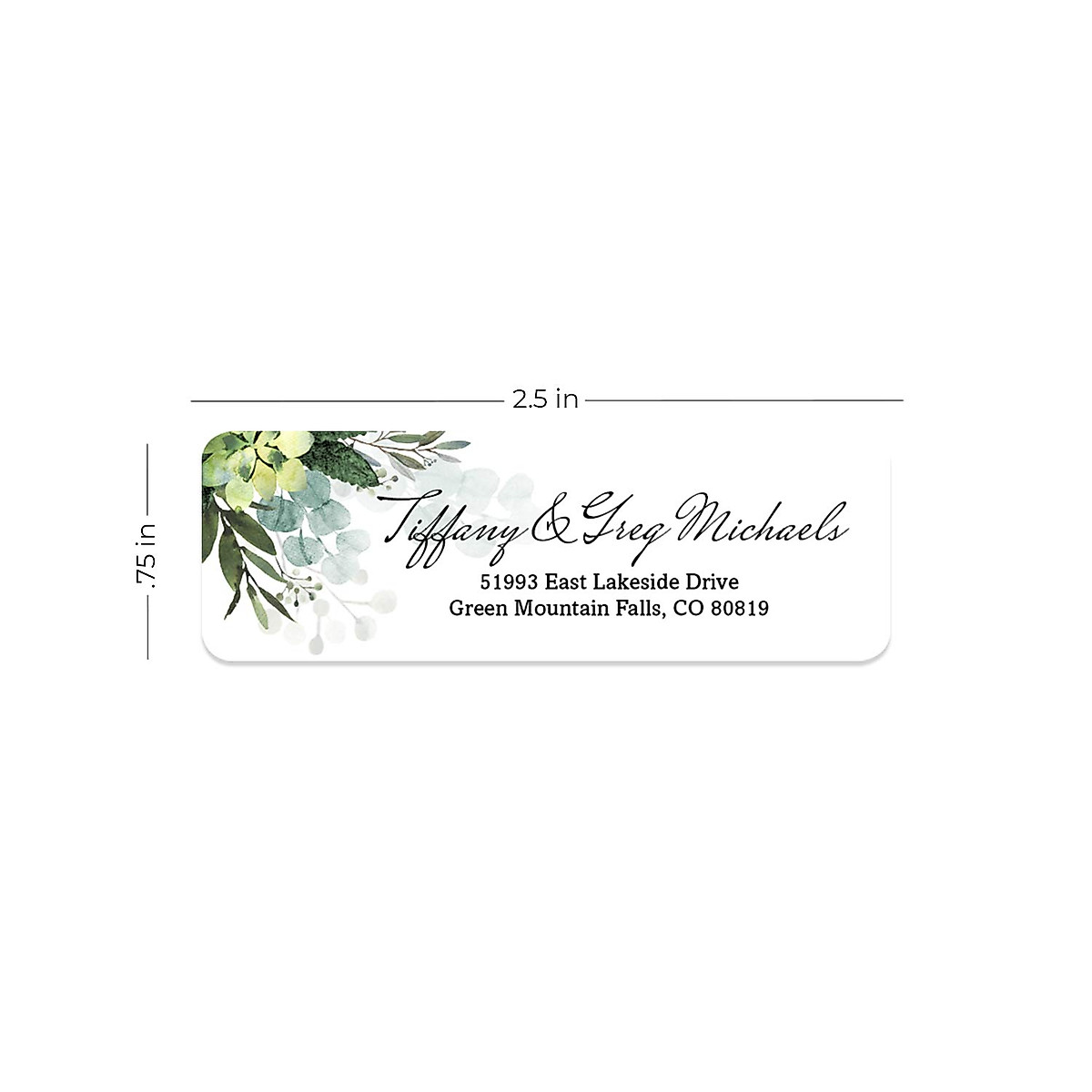 Floral Greenery Rolled Address Labels/Roll of 250 Personalized Address Labels/Designer Return Address Stickers in Elegant Plastic Dispenser