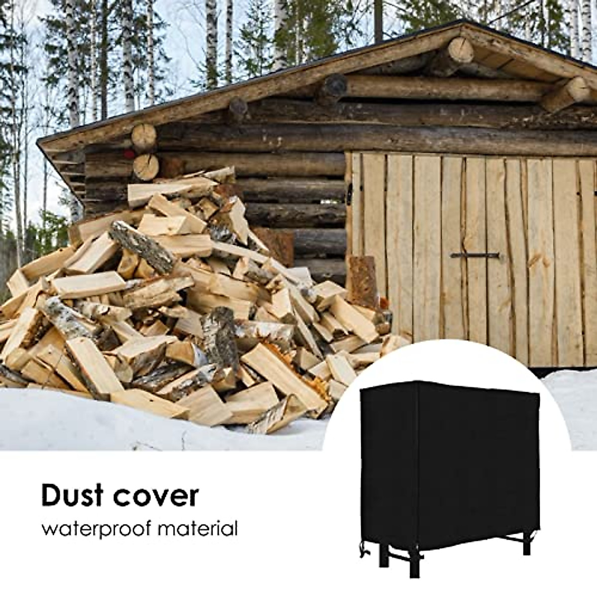 pologmase Firewood Log Rack Cover, 210D Oxford Large Capacity Outdoor Log Holder, Waterproof Garden Firewood Log Rack Protective Cover for Wood Logs, Dust-Proof UV Resistant Firewood Log Protector
