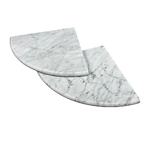 Threshold.Shop 9 Inch Italian White Carrara Marble Corner Shower Shelf Bathroom Caddy, Wall Mounted Shower Shelf, Classic Flatback Design (1)