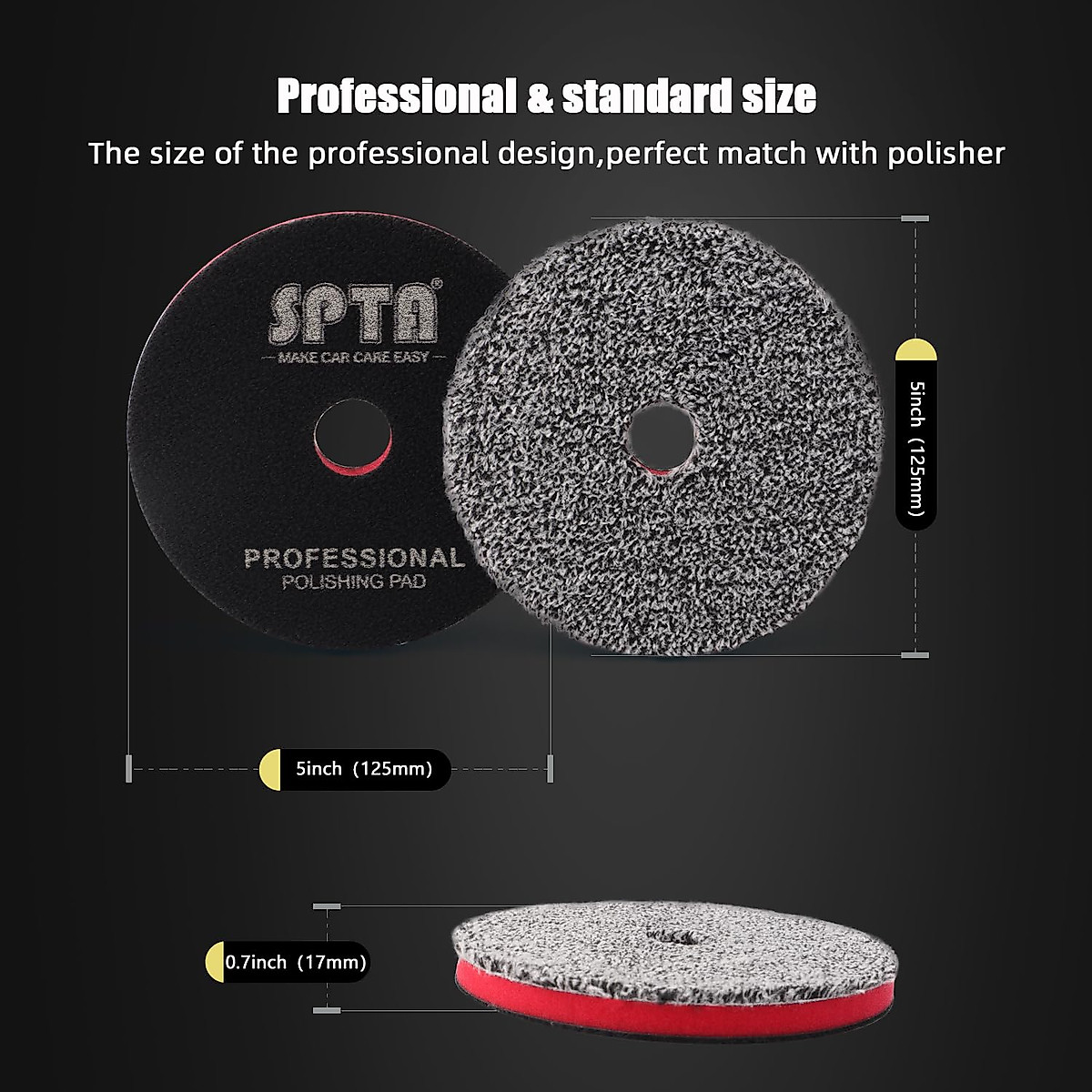 SPTA 5"(125MM) Microfiber Cutting Pads, 3PCS Soft Microfiber Wax Removal Pad, Detailing Wax Applicator Pad, for Waxing and Polishing&Scratch and Vortex Removal Pad, Ultrafine Fiber Pad