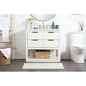 Elegant Decor Larkin 36" MDF Single Bathroom Vanity with Backsplash in White
