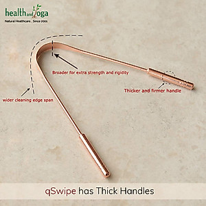 HealthAndYoga™ qSwipe Copper Tongue Cleaner Scraper - Hygienic, Non-Synthetic Grip – Tongue Brush Cleaner (Copper - 2-Pack)