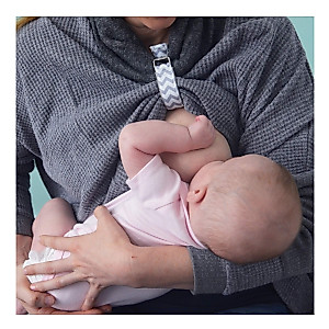 LatchPal Hands-Free Nursing Clip - Holds up Clothing to Make Breastfeeding and Pumping Easier, an Ideal Nursing Cover Accessory, Gray Chevron Pattern