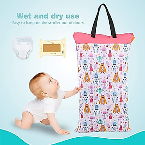 Yosooo Large Hanging Wet/Dry Pail Bag for Cloth Diaper,Inserts,Nappy, Laundry With Two Zippered Waterproof,Reusable(EF207)