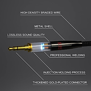 SKW Aux Cable for Car(Hi-Fi Sound),3.5 mm to 3.5 mm Stereo Audio Cable, 1/8″ Jack Cord, Headphone Cable for Home Stereo,iPhone,iPod,IPad,Echo Dot,Sony & More (Right Angle,10ft/3M)