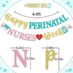 Happy Perinatal Nurse Week Banner, Pre-strung Perinatal Nurse Week Party Banner, Perinatal Nurse Appreciation Week Party Decorations, Blue Pink and Glitter