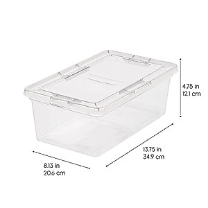 IRIS USA 6.7 Qt. Plastic Storage Container Bin with Latching Lid, 12 Pack, Stackable Nestable Shoe Box Tote Shoebox Closet Organization School Art Supplies - Clear