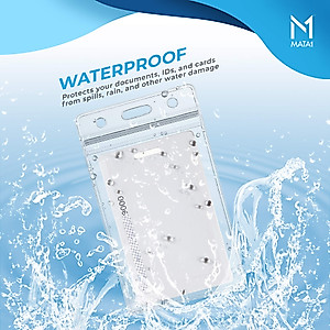 Mata1-USA Extra-Thick Vertical ID Name Badge Holder (Clear, 2.25x3.5 Inch, 250 Pack), Plastic Nametag Card Holders with Zipper