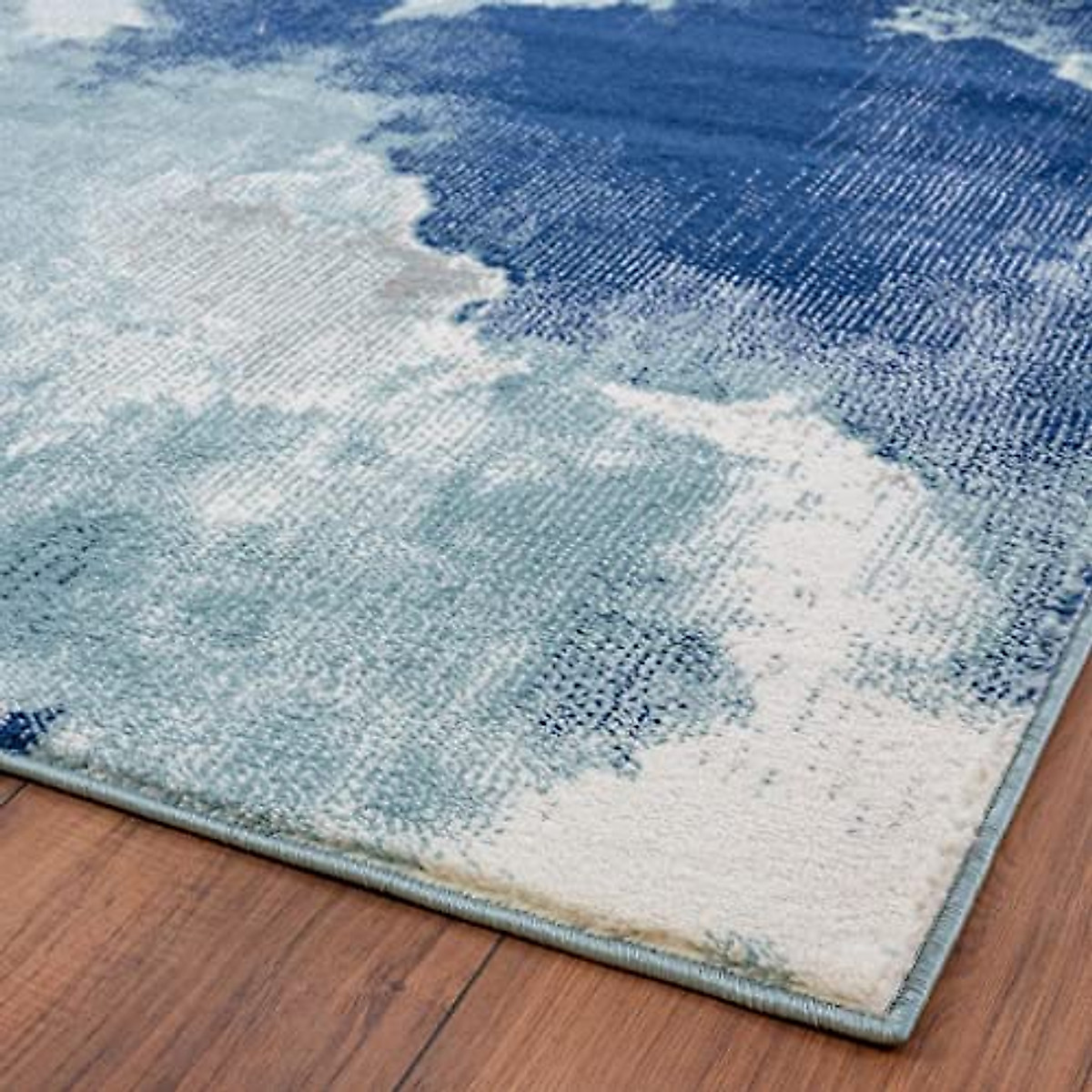 LUXE WEAVERS Modern Watercolor Painting Abstract Blue 5x7 Area Rug