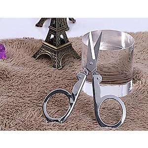 Shapenty Stainless Steel Folding Portable Travel Scissors Foldable Paper String Craft Shred Scissors, 4 Pack