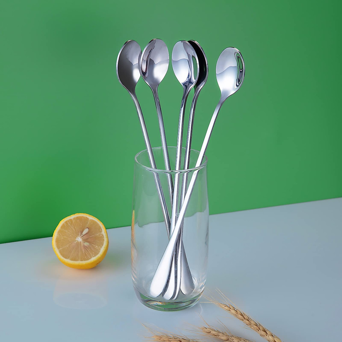 12 Pcs Long Handle Ice Tea Spoon, 9 Inch Food Grade Stainless Steel Cocktail Stirring Spoons, Ice Cream Spoon, Mixing Spoon, Long Spoon, Dessert Spoon