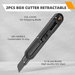deli 3pcs Utility Knife Box Cutters Set, Retractable Box Opener, Sharp Cartons Cardboard Cutter Razor Knife, Light-weight and Compact Perfect for Office and Home Use